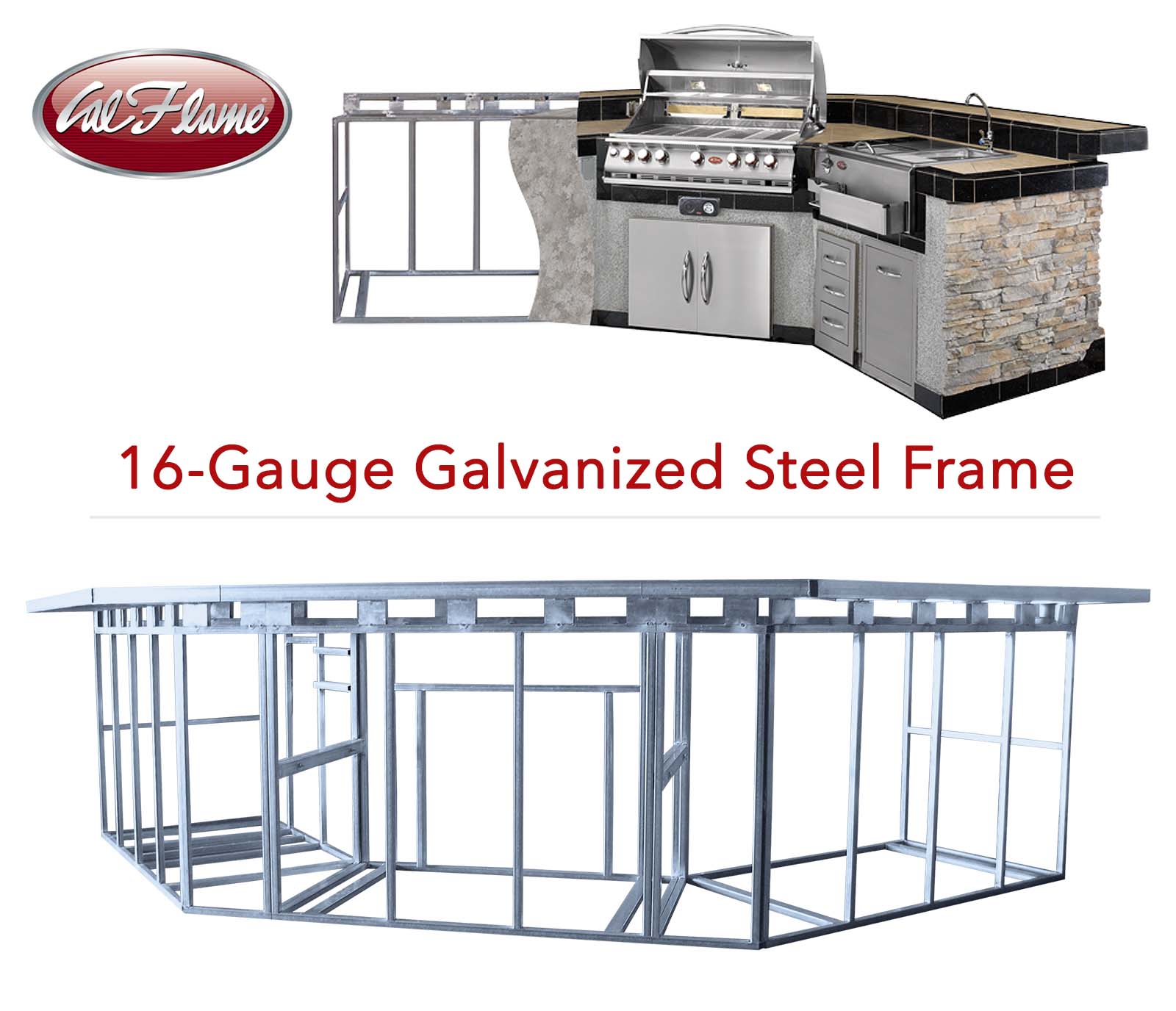 9 ft. L-Shaped BBQ Island with P4 Grill, Refrigerator, Sink and Storag ...