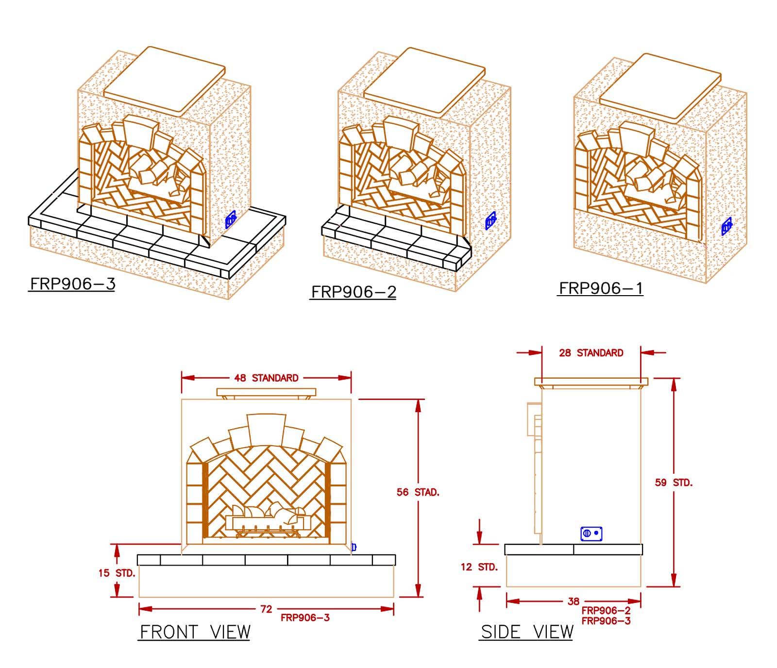 Outdoor Fireplace 48 in. Propane/Natural Gas by Cal Flame FRP906-2 ...