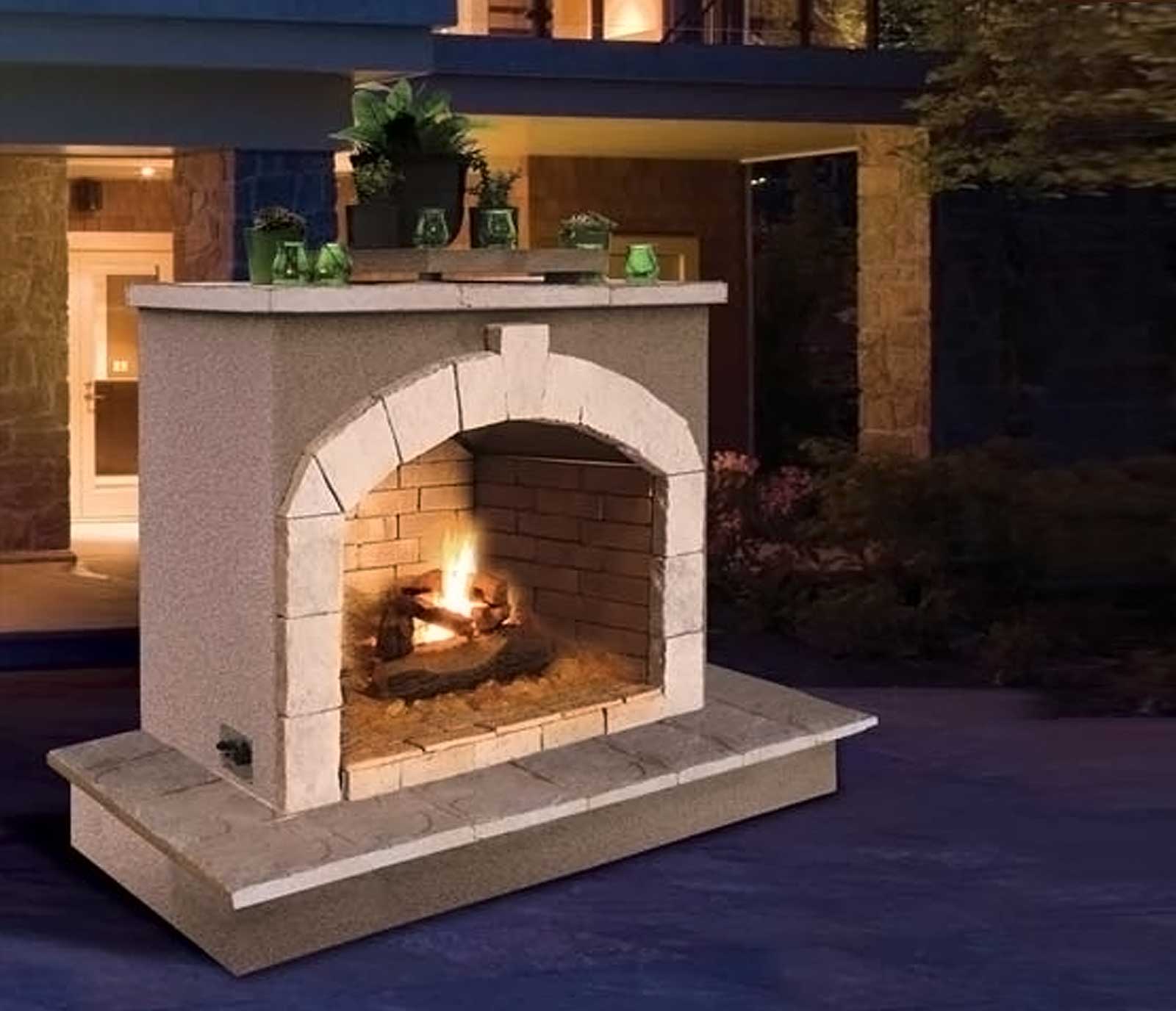 Outdoor Fireplace 73 in. Propane/Natural Gas by Cal Flame FRP906-3 ...