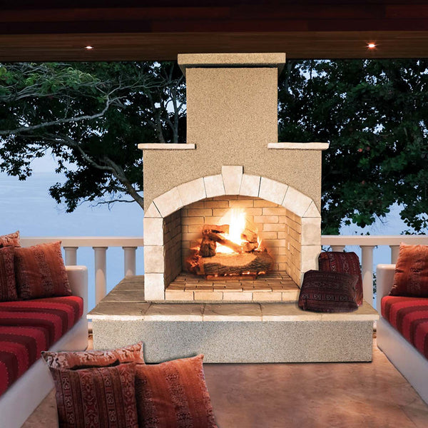 Outdoor Fireplace 73 in. Propane/Natural Gas by Cal Flame FRP908-3 ...