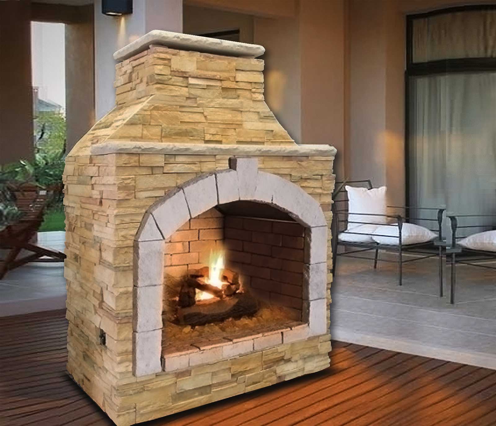 Outdoor Fireplace 48 in. Propane/Natural Gas by Cal Flame FRP909-1 ...