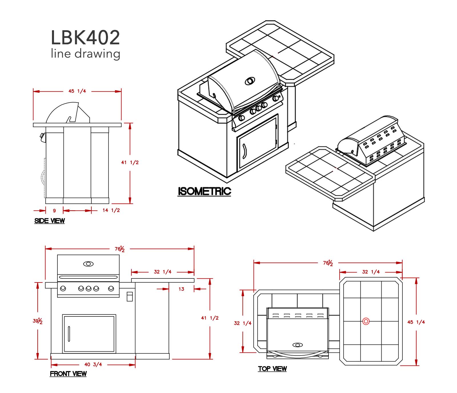 6 ft. L-Shaped BBQ Island with P4 Grill and Side Table by Cal Flame ...
