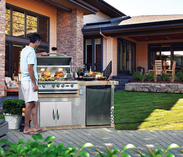 7 ft. BBQ Island with P4 Grill and Refrigerator by Cal Flame - LBK701 ...