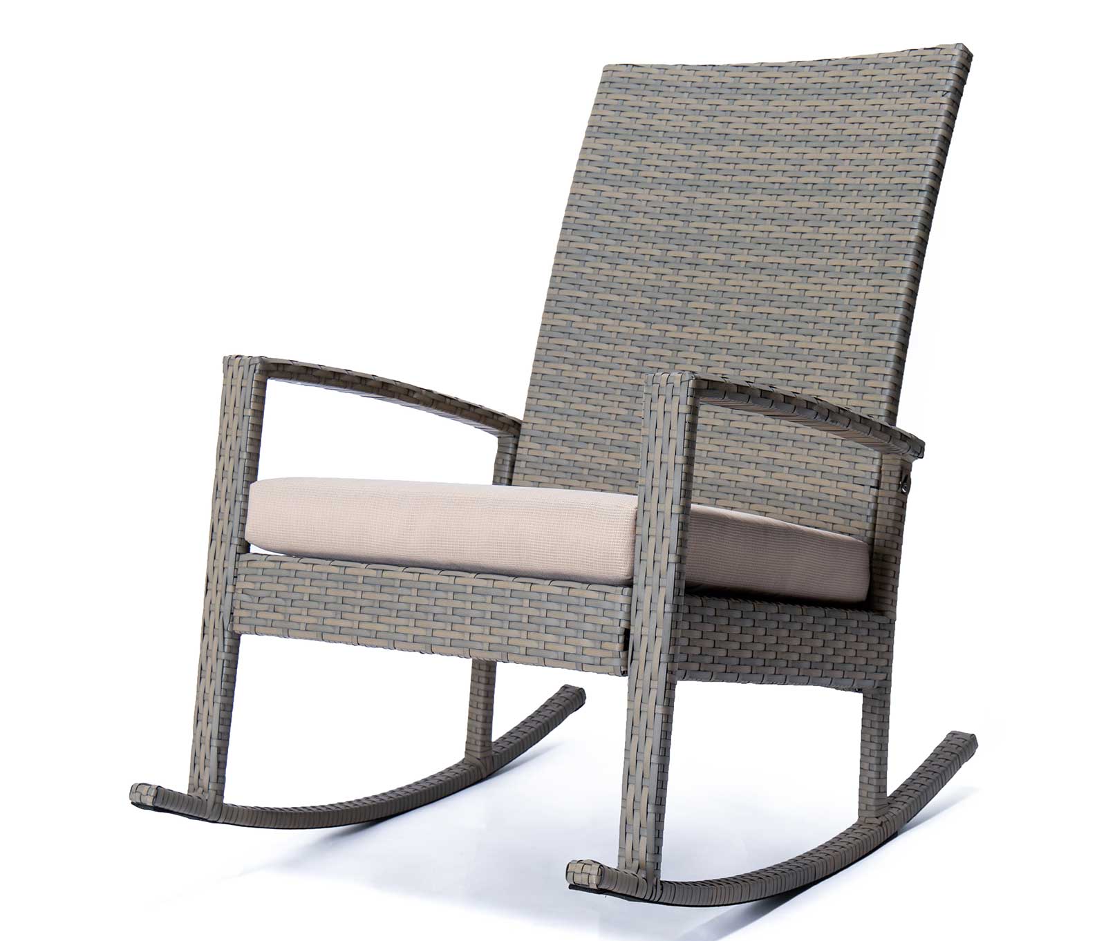 LeisureMod Duval Outdoor Wicker Rocking Chairs With Cushion - Backyard ...