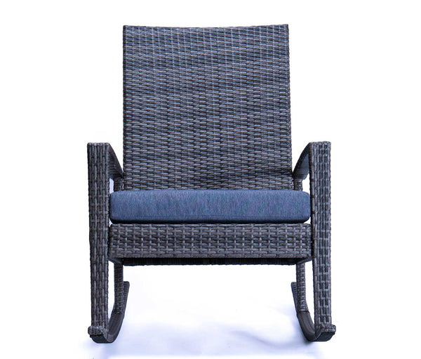 LeisureMod Duval Outdoor Wicker Rocking Chairs With Cushion - Backyard ...