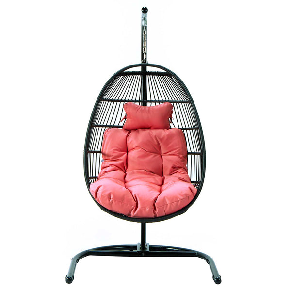 LeisureMod Wicker Folding Hanging Egg Swing Chair - Backyard Sprawl