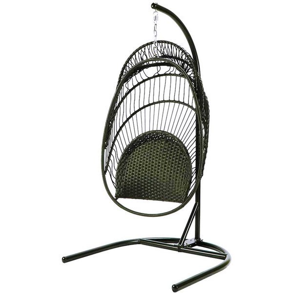 LeisureMod Wicker Folding Hanging Egg Swing Chair - Backyard Sprawl